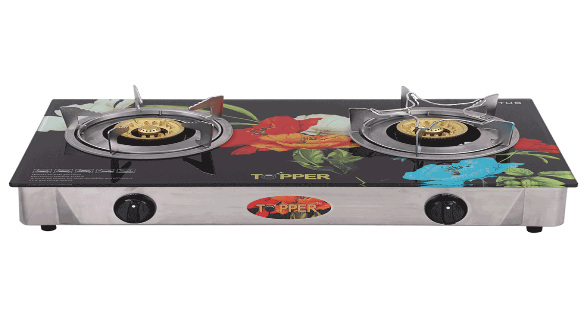 TOPPER Double Glass Gas Stove (Lotus) | RFL Group