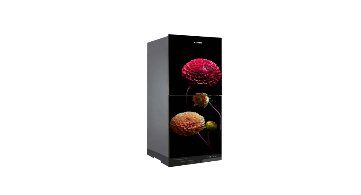 VISION Glass Door Refrigerator RE-240L Dahlia Flower Top Mount | RFL Group