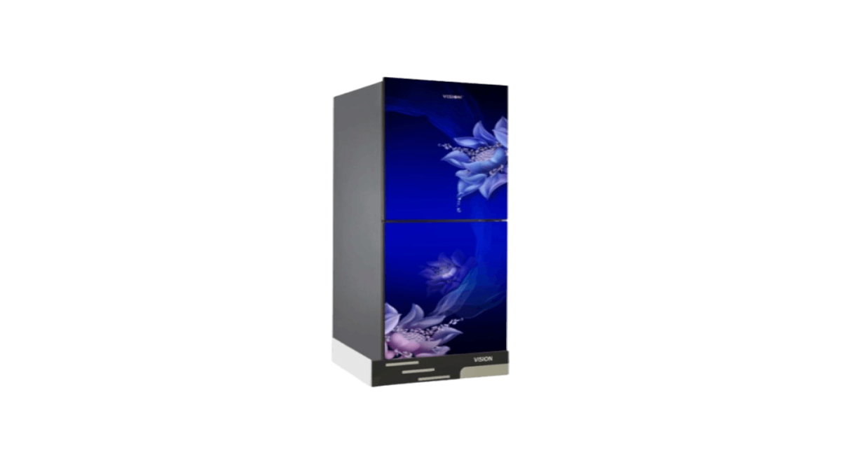 VISION Glass Door Refrigerator RE-200 Liter Digital Blue Flower Top ...